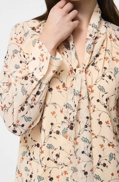 French Connection Leithia Floral Chiffon Tie Neck Top