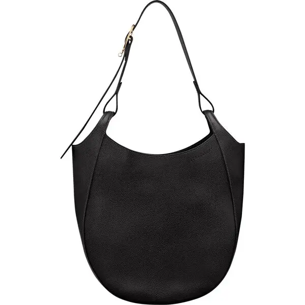 Longchamp Le Foulonne Leather Hobo Bag - Black