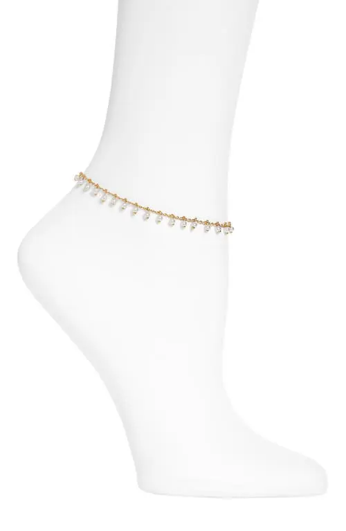 VIDAKUSH Faux Pearl Dangle Anklet - Gold