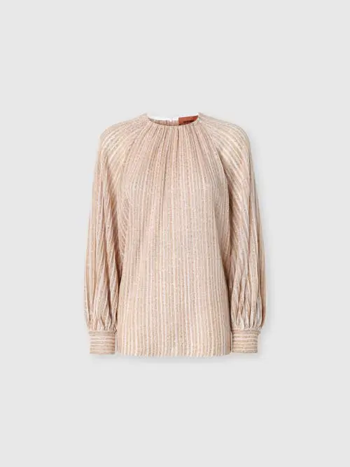 Missoni Flared Crew Neck Top With Lamé Stripes - White