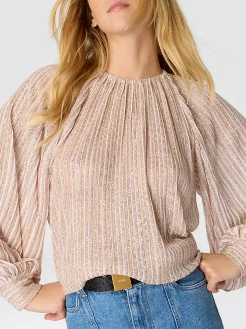 Missoni Flared Crew Neck Top With Lamé Stripes - White