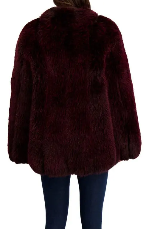 LYLA GRANT Faux Fox Jacket - Wine Multi