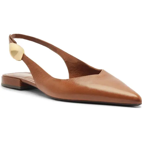 AREZZO Farrah Pointed Toe Slingback Flat - Warm Caramel