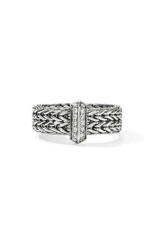 John Hardy Icon Pavé Diamond Ring - Silver