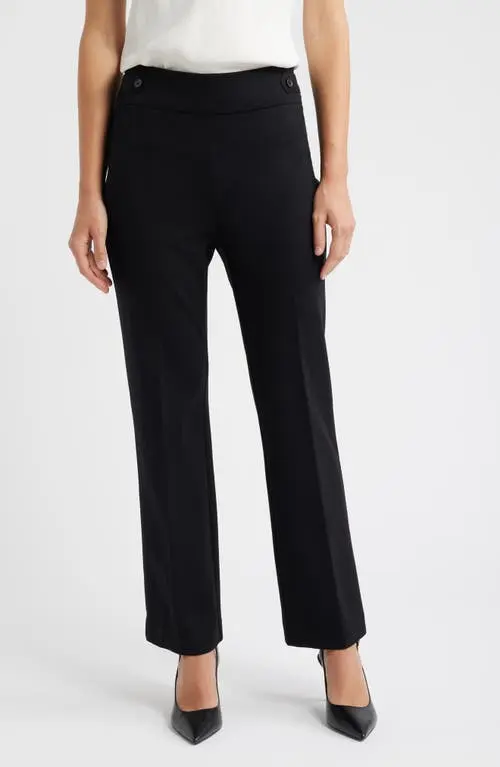 Anne Klein Side Tab Pull-on Straight Leg Trousers