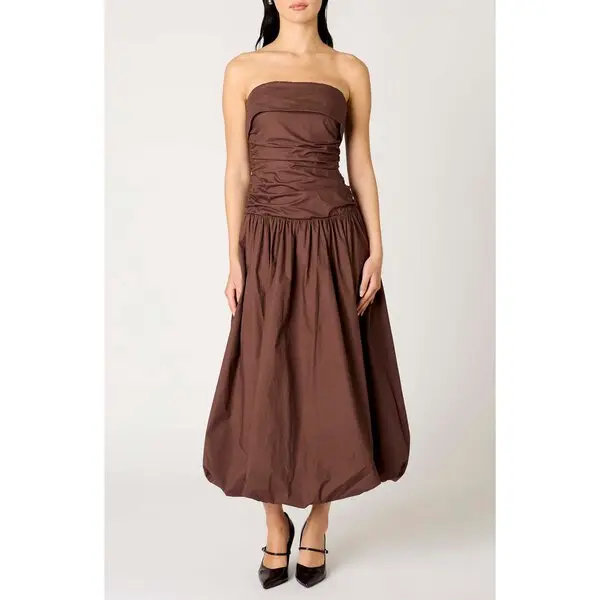 NIA Freya Strapless Dress - Chocolate