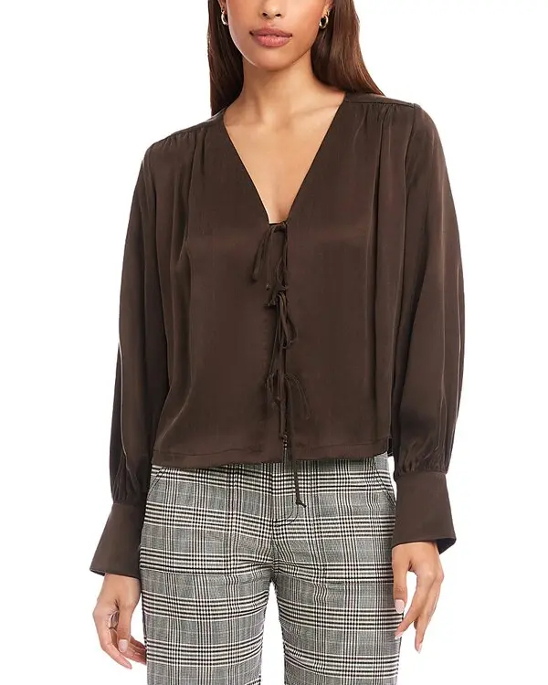 Fifteen Twenty Kayla Tie Front Blouse - Brown