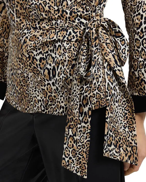 Foxcroft Salina Animal Print Blouse - Brown Multi