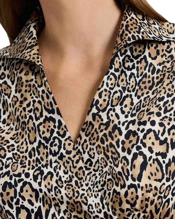 Foxcroft Salina Animal Print Blouse - Brown Multi
