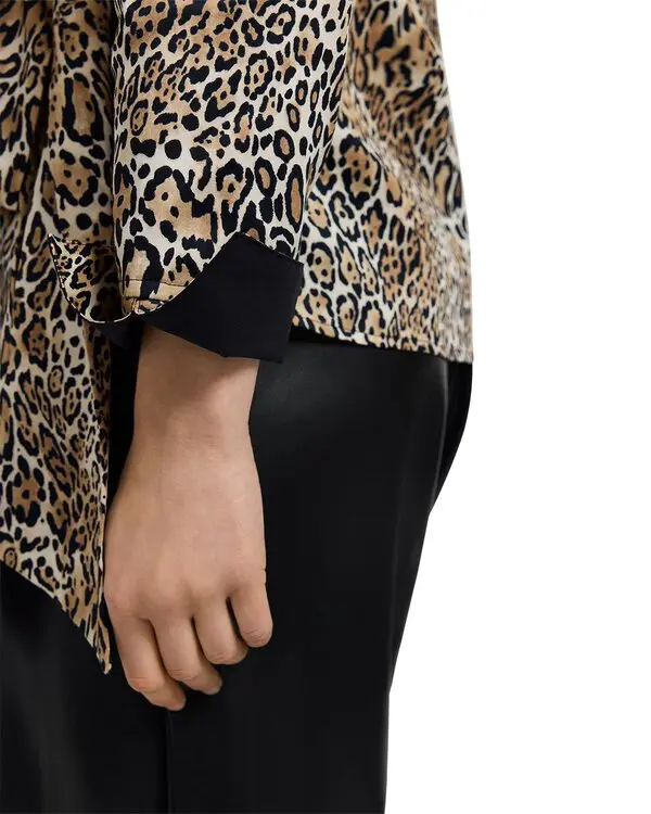 Foxcroft Salina Animal Print Blouse - Brown Multi
