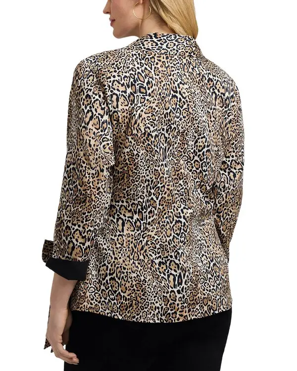 Foxcroft Salina Animal Print Blouse - Brown Multi
