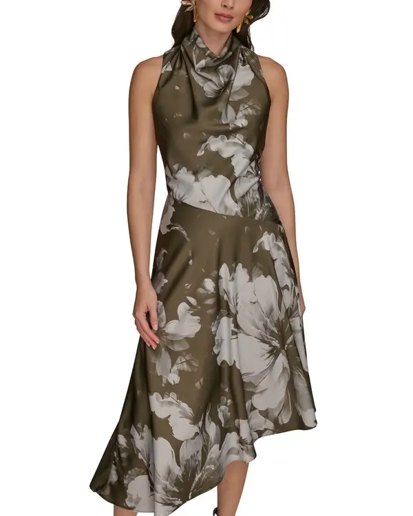 Donna Karan New York Satin Floral Dress