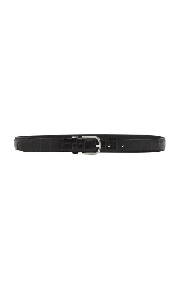 TOTEME Slim Croc-embossed Leather Belt - Brown