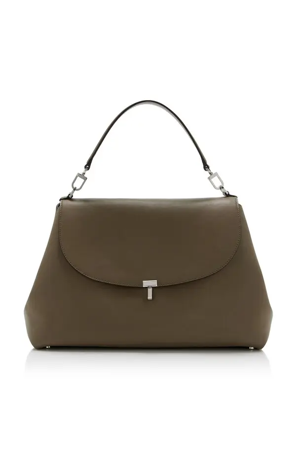 TOTEME T-lock Leather Satchel - Taupe