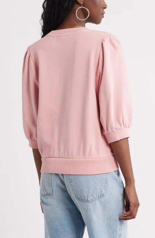 Treasure & Bond Puff Sleeve Crewneck Sweatshirt - Pink Beauty