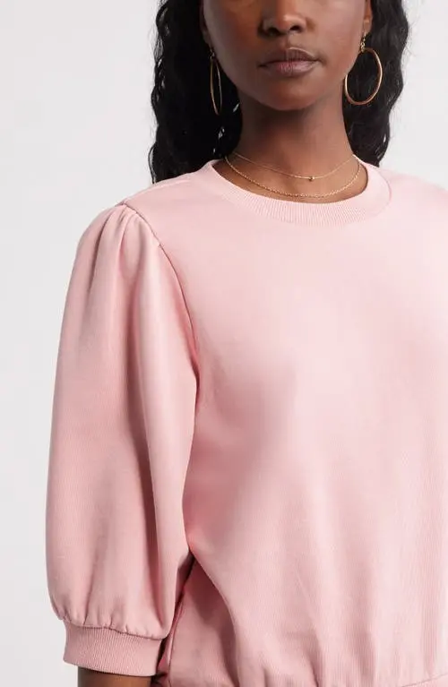 Treasure & Bond Puff Sleeve Crewneck Sweatshirt - Pink Beauty