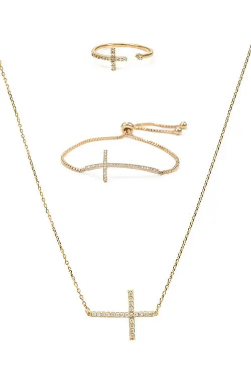 BEARFRUIT JEWELRY Horizontal Cross Adjustable Bracelet - Gold
