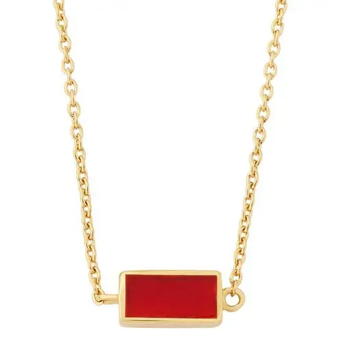 JAN LESLIE Single Station Rectangle Necklace - Red