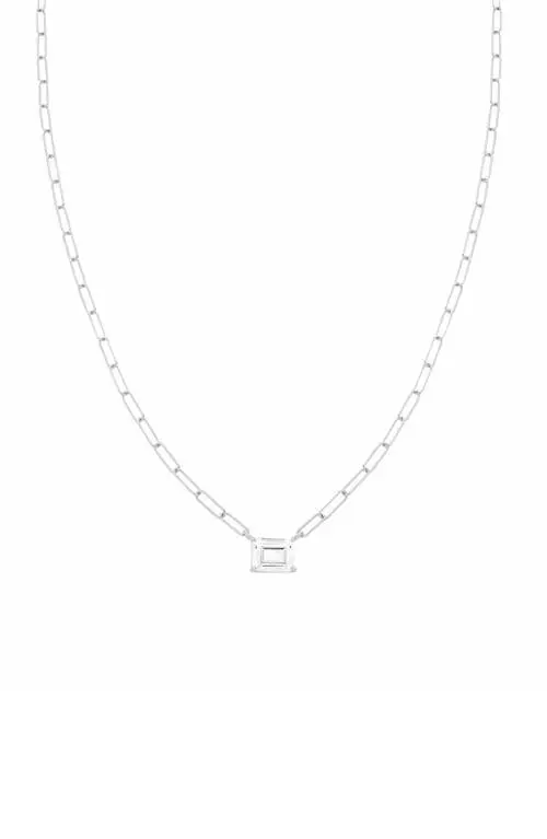 BEARFRUIT JEWELRY Sterling 18k Gold Plated Emerald Cut Zirconia Necklace - Silver