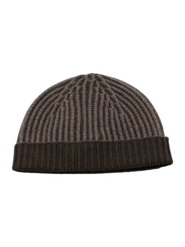 04651/ A TRIP IN A BAG Ribbed Wool Beanie - Beige