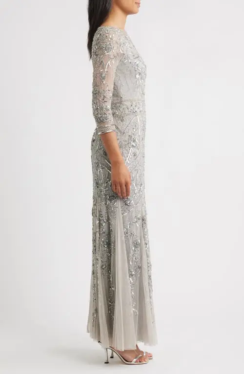 Pisarro Nights Beaded Chiffon Column Gown