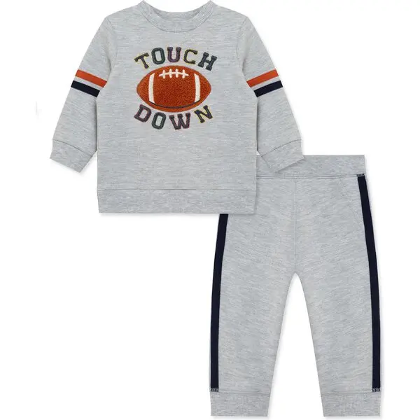 LITTLE ME Football Sweatshirt And Sweatpants Set - Heather Gray