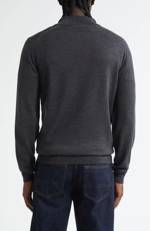 John Smedley Tapton Quarter Zip Merino Wool Sweater - Charcoal