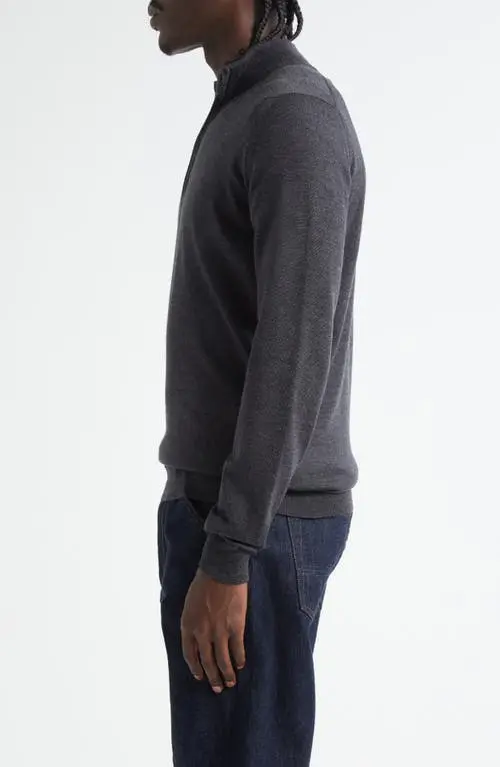 John Smedley Tapton Quarter Zip Merino Wool Sweater - Charcoal