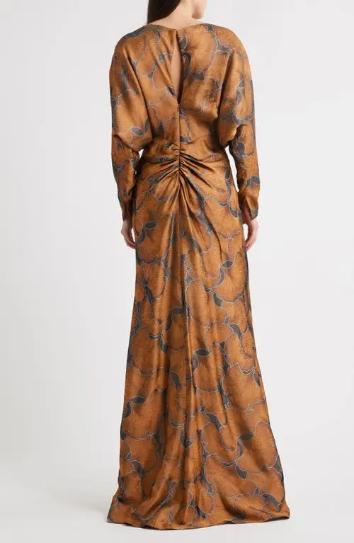 Amsale Long Sleeve Jacquard Gown