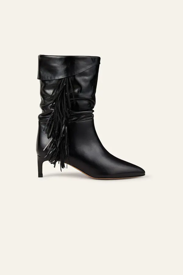 Ba&sh Cardigen Patent Leather Ankle Boots - Black