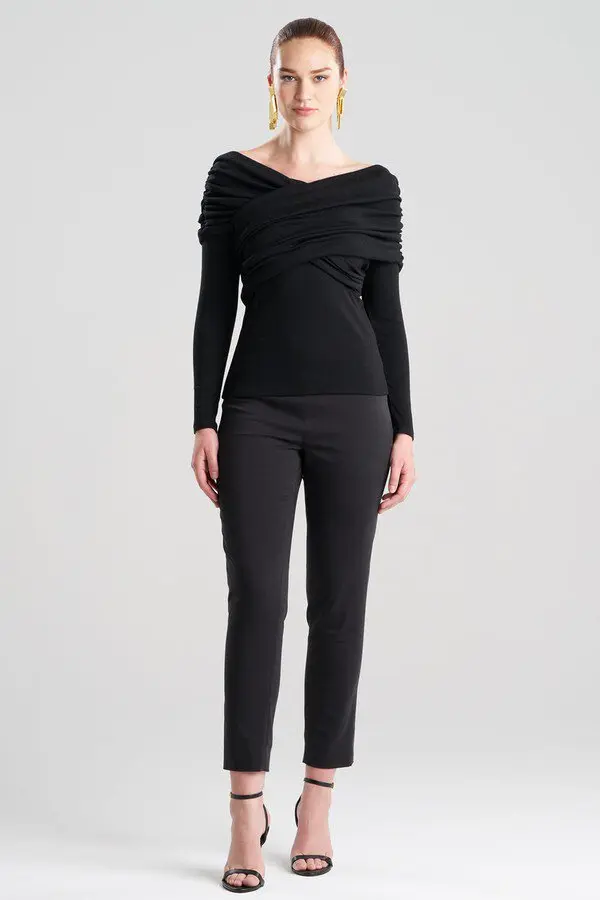 Natori Layering Jersey Rouched Long Sleeve Top
