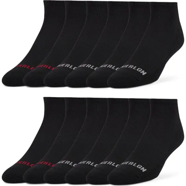 True Religion Socks 6 & 12 Pairs No Show Socks For Premium Athletic Shoe - Black