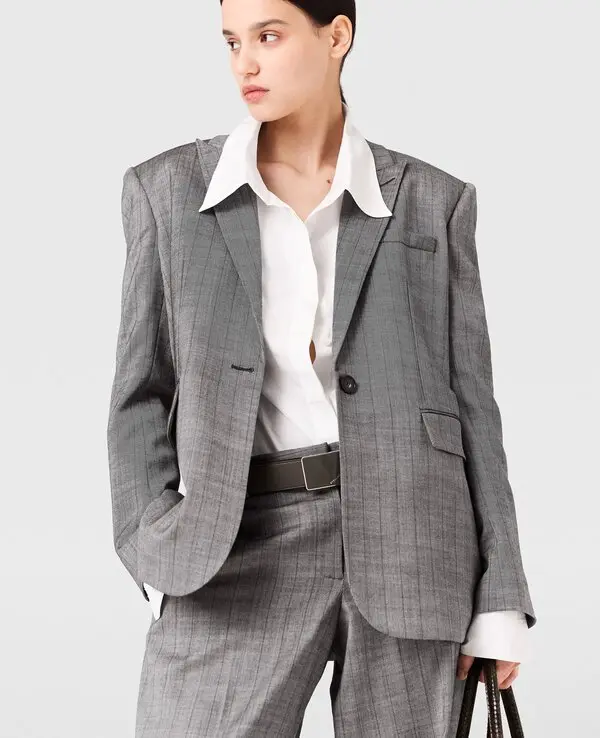 Stella McCartney Single-breasted Pinstripe Jacket - Gray
