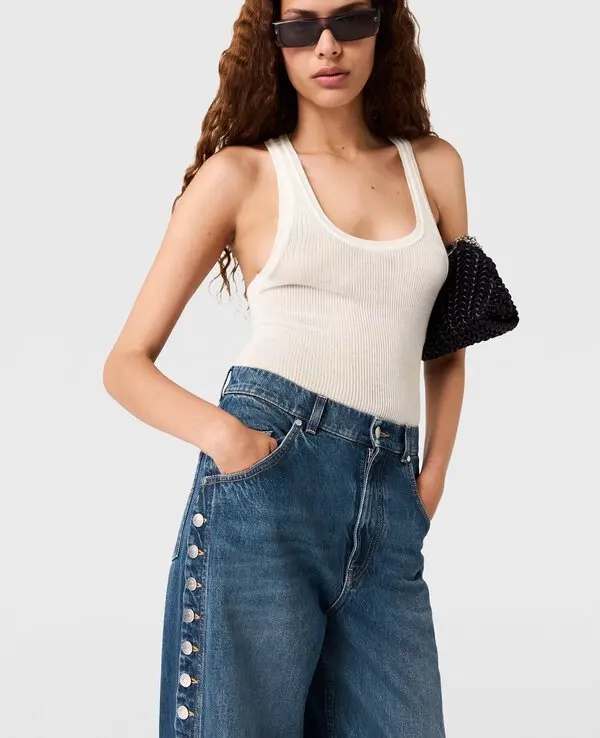 Stella McCartney Popper-studded Straight-leg Jeans - Dark Blue