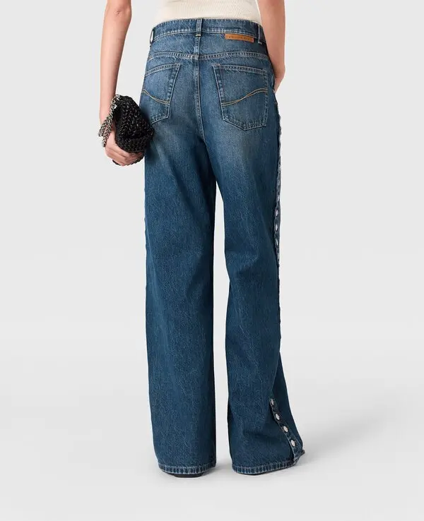 Stella McCartney Popper-studded Straight-leg Jeans - Dark Blue