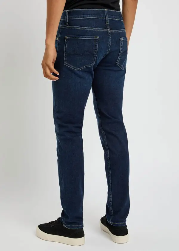 7 For All Mankind Slimmy Tapered-leg Jeans - Dark Blue