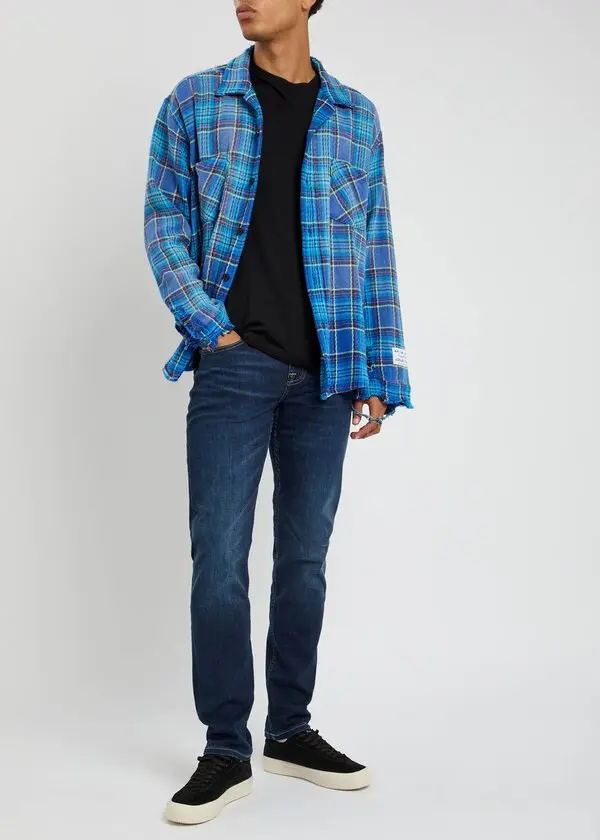 7 For All Mankind Slimmy Tapered-leg Jeans - Dark Blue