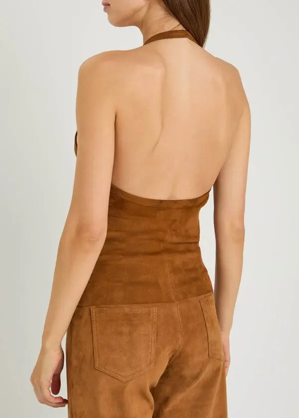 Stouls Stretch-suede Halterneck Top - Tan