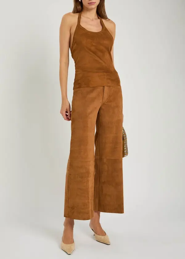 Stouls Stretch-suede Halterneck Top - Tan