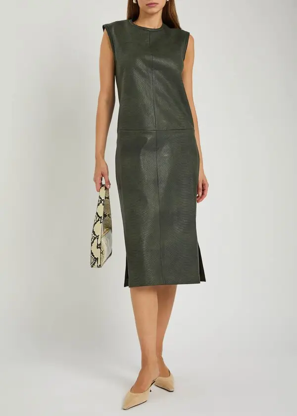 Stouls Caro Python-Effect Leather Midi Dress In Dark Green - 60% Off |  Editorialist
