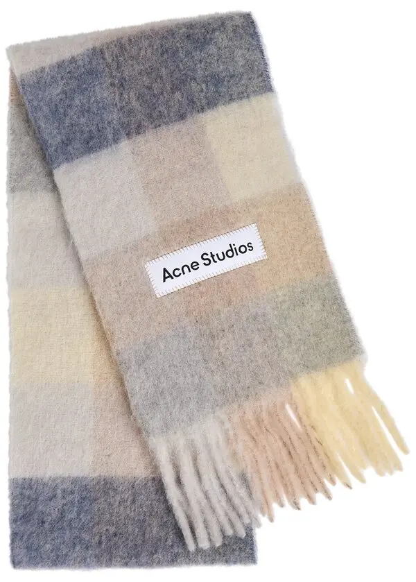 Acne Studios Vally Checked Wool-blend Scarf - Beige