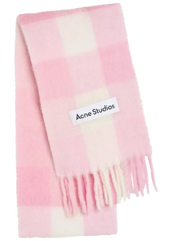 Acne Studios Vally Checked Wool-blend Scarf - Light Pink