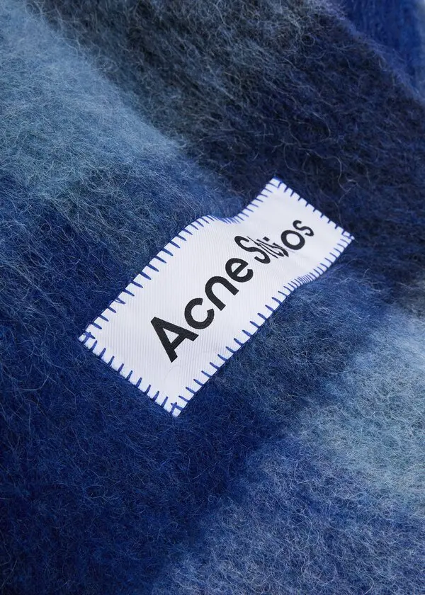Acne Studios Vally Checked Wool-blend Scarf - Navy