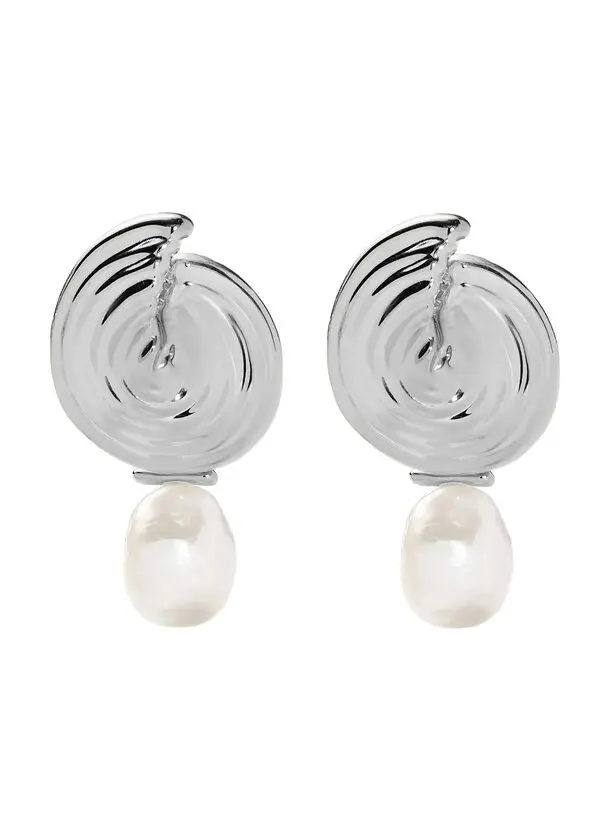 MISSOMA Spiral Interchangeable Pearl Drop Earrings - Silver