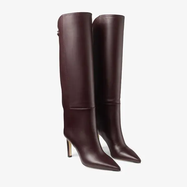JIMMY CHOO Alizze 85 Knee High Boots - Deep Merlot