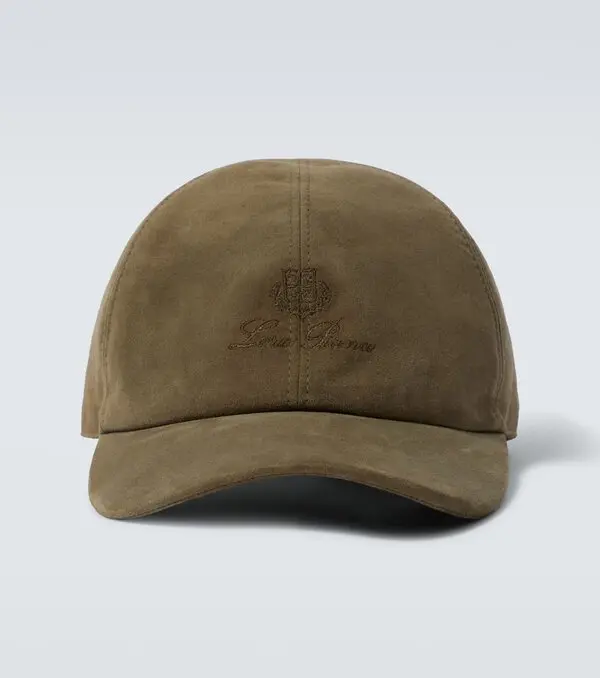 Loro Piana Logo Embroidered Suede Baseball Cap - Green