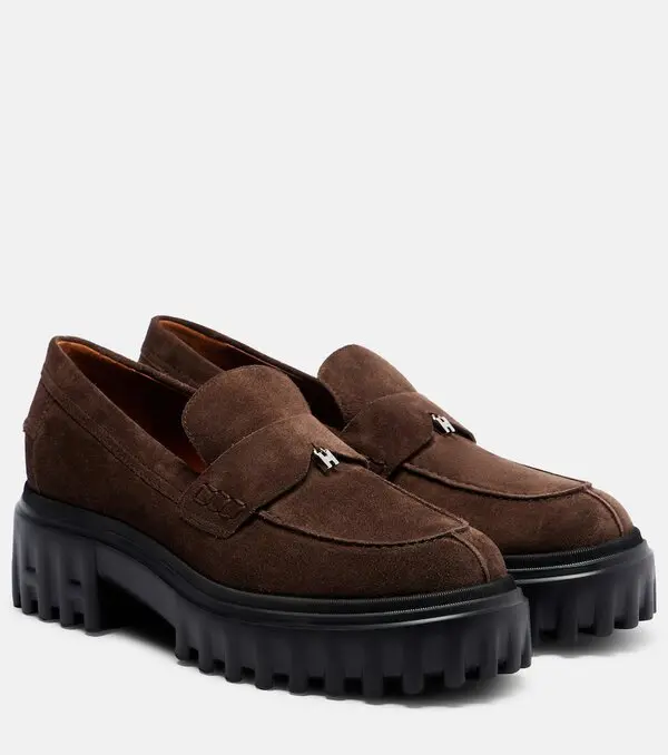 Hogan Suede Platform Loafers - Brown