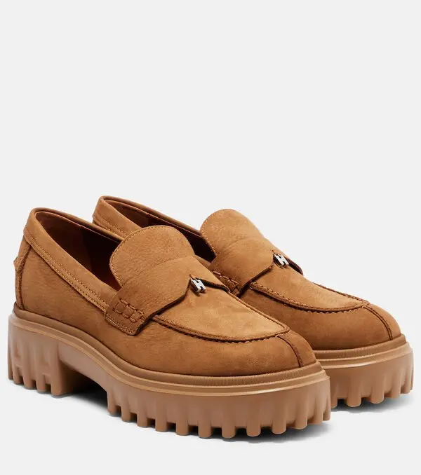 Hogan Suede Platform Loafers - Brown