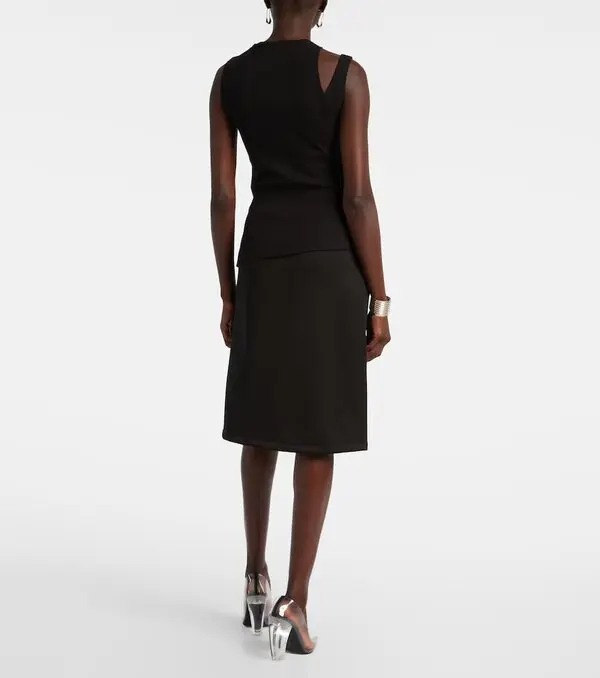 COURREGES Cotton Blend Asymmetrical Top - Black