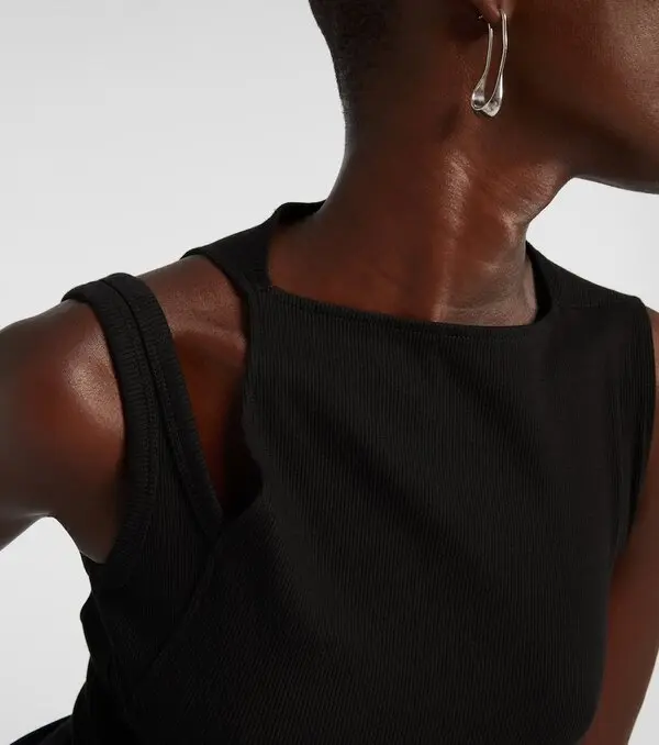 COURREGES Cotton Blend Asymmetrical Top - Black